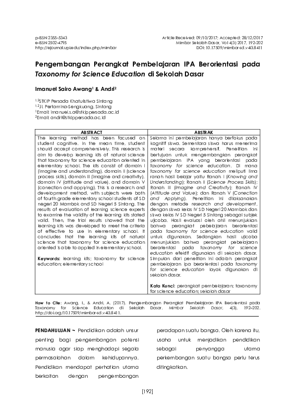 (PDF) Pengembangan Perangkat Pembelajaran IPABerorientasi Model Pembelajaranyang Mengajarkan ...