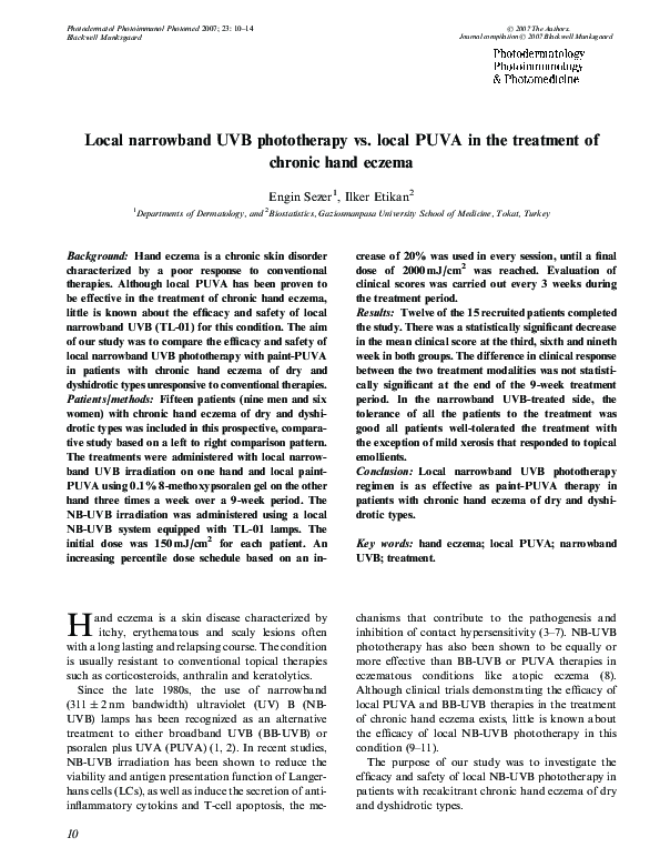 (PDF) Local narrowband UVB phototherapy vs. local PUVA in the treatment ...