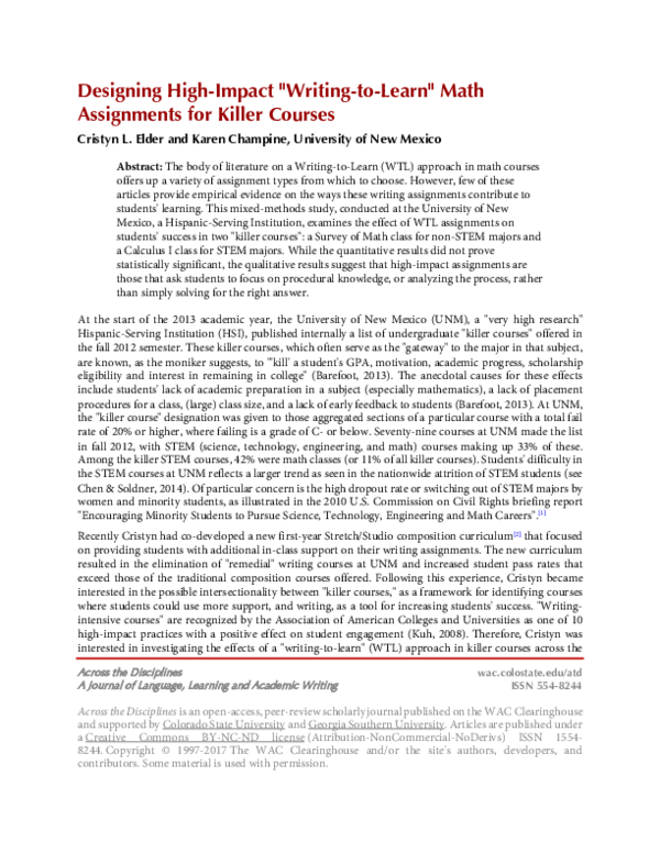 (PDF) Across the Disciplines A Journal of Language, Learning and ...