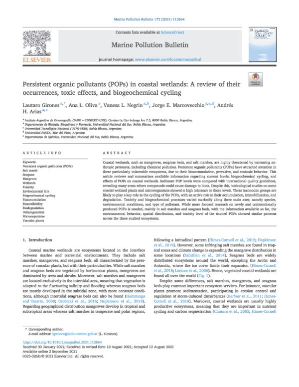 (PDF) Persistent organic pollutants (POPs) in coastal wetlands: A ...