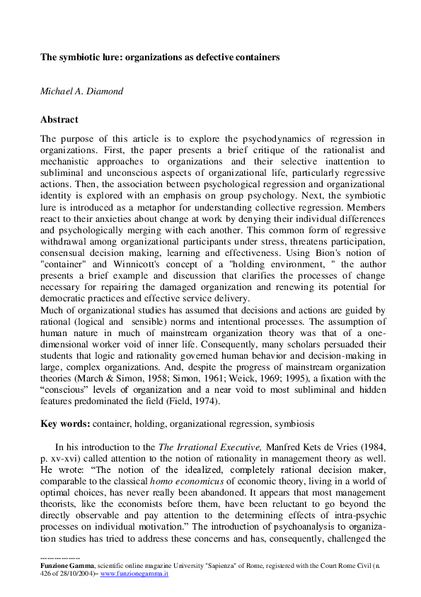 (PDF) Organizations as Defective Containers