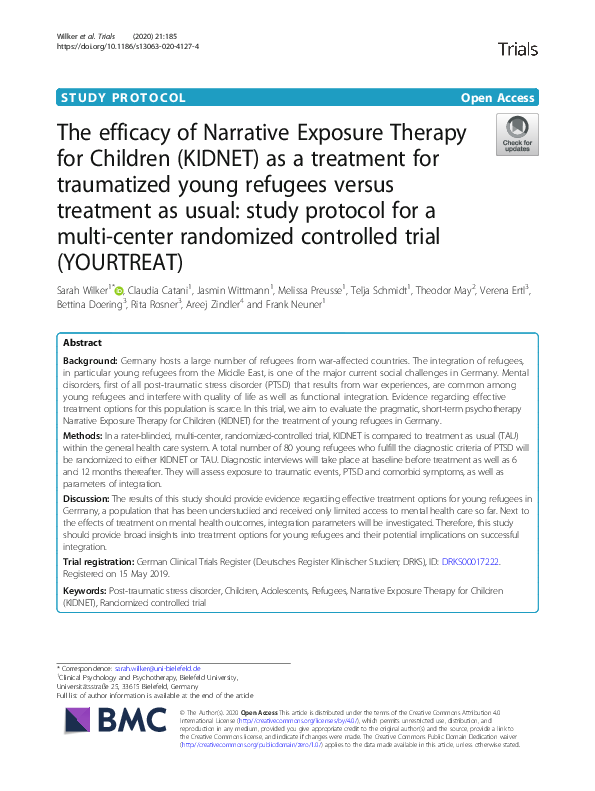 (PDF) The efficacy of Narrative Exposure Therapy for Children (KIDNET ...