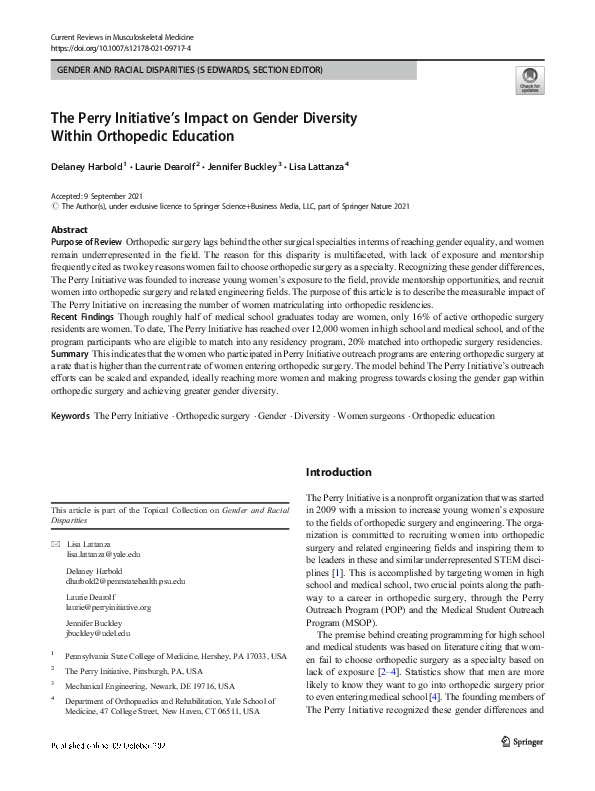(PDF) The Perry Initiative’s Impact on Gender Diversity Within ...