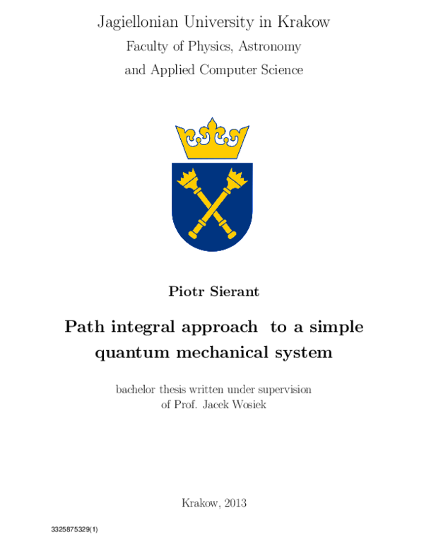 (PDF) Path integral approach to a simple quantum mechanical system