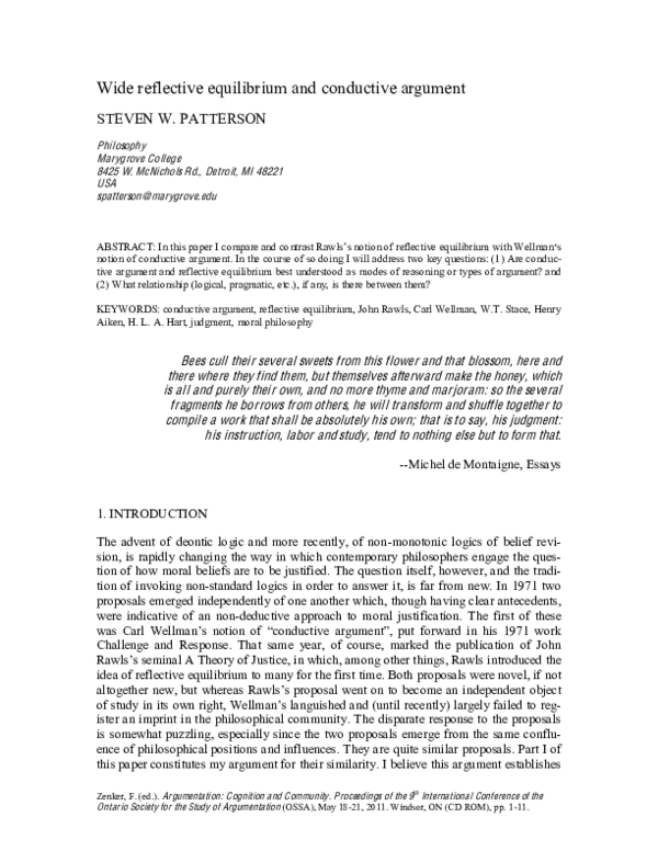 (PDF) Wide reflective equilibrium and conductive argument