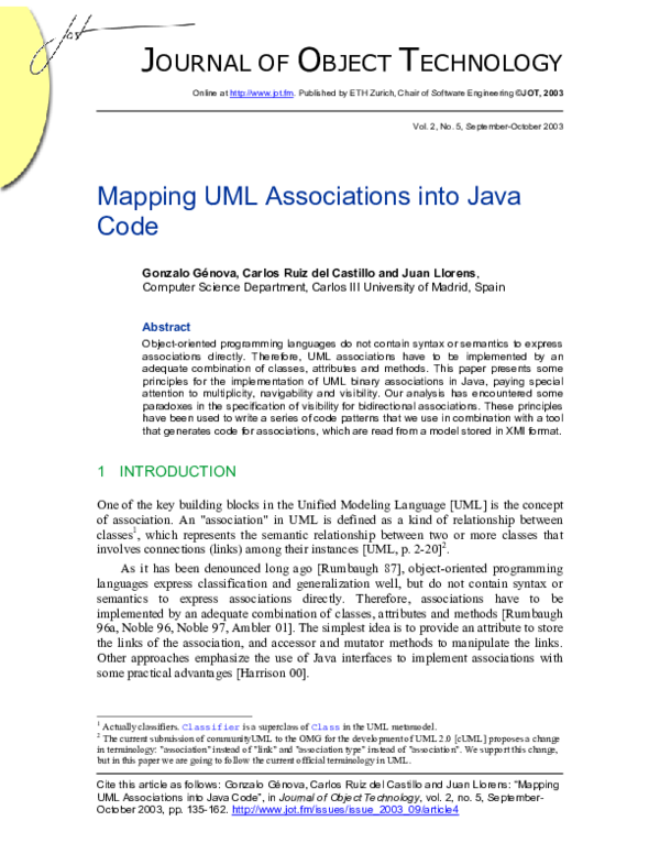 (PDF) Mapping UML Associations into Java Code