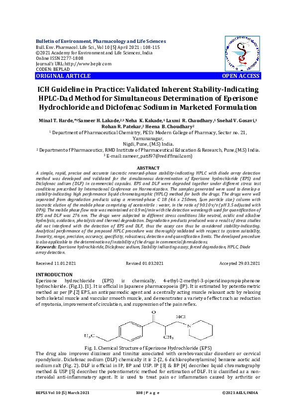 (PDF) ICH Guideline in Practice: Validated Inherent Stability-Indicating HPLC-Dad Method for ...