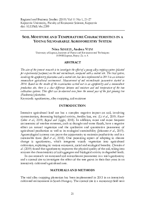 (PDF) Young Silvoarable Agroforestry System