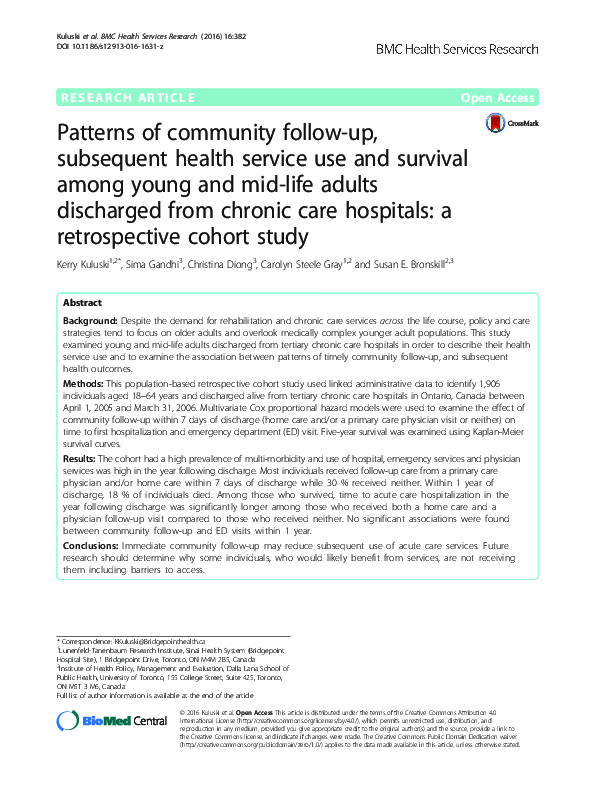 (PDF) Patterns of community follow-up, subsequent health service use ...