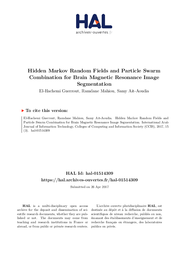 (PDF) Hidden markov random fields and particle swarm combination for brain image segmentation