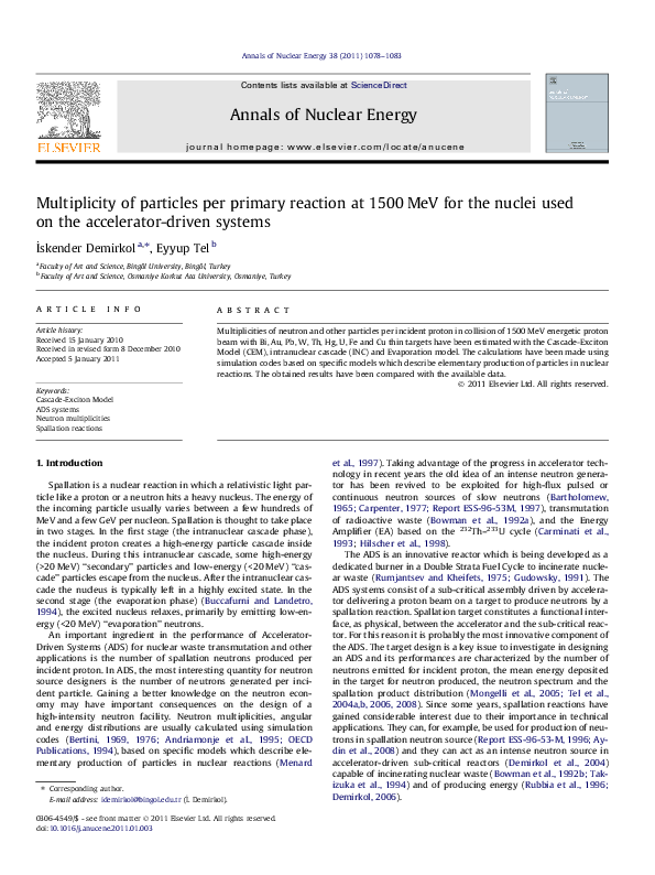 (PDF) Multiplicity of particles per primary reaction at 1500 MeV for the nuclei used on the ...