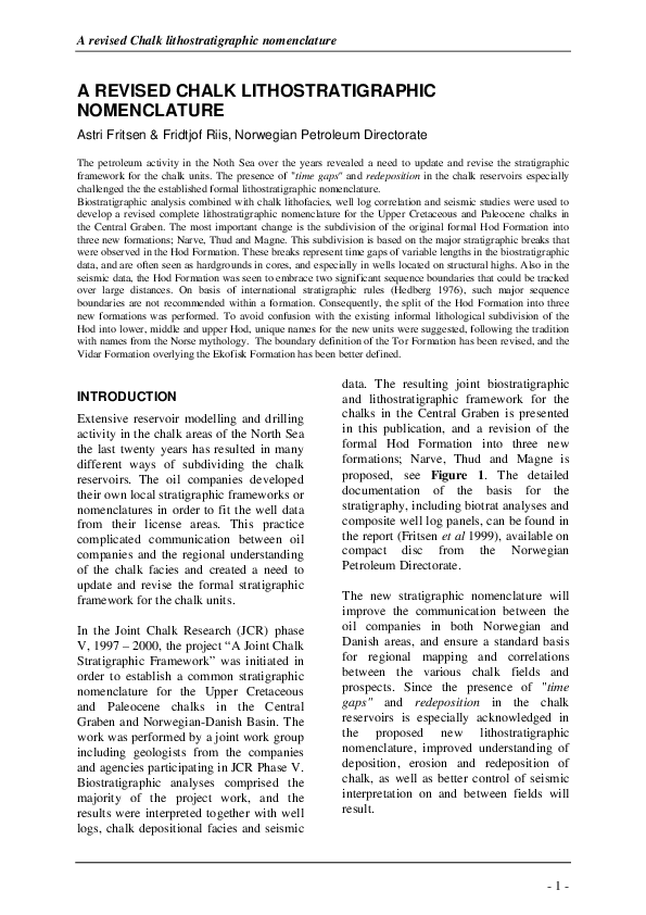(PDF) A Revised Chalk Lithostratigraphic Nomenclature