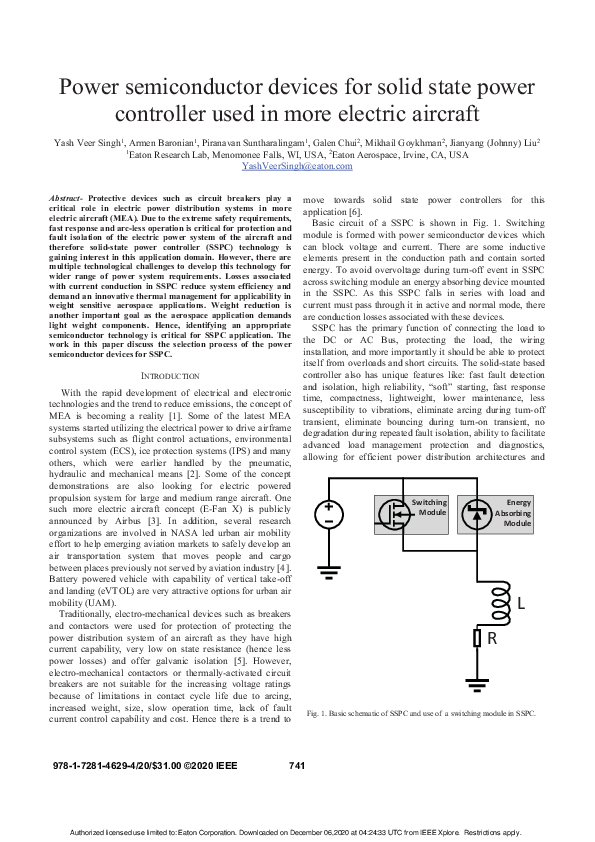 (PDF) Power semiconductor devices for solid state power controller used ...