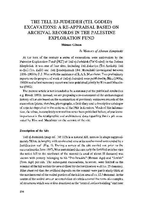 (PDF) The Tell ej-Judeideh (Tel Goded) Excavations: A Re-Appraisal ...