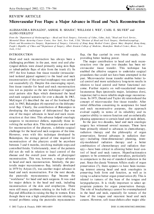 (PDF) Microvascular Free Flaps: a Major Advance in Head and Neck ...