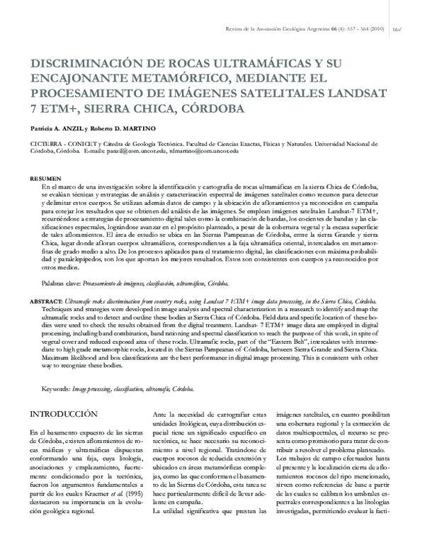 (PDF) Discriminación de rocas ultramáficas y su encajonante metamórfico ...