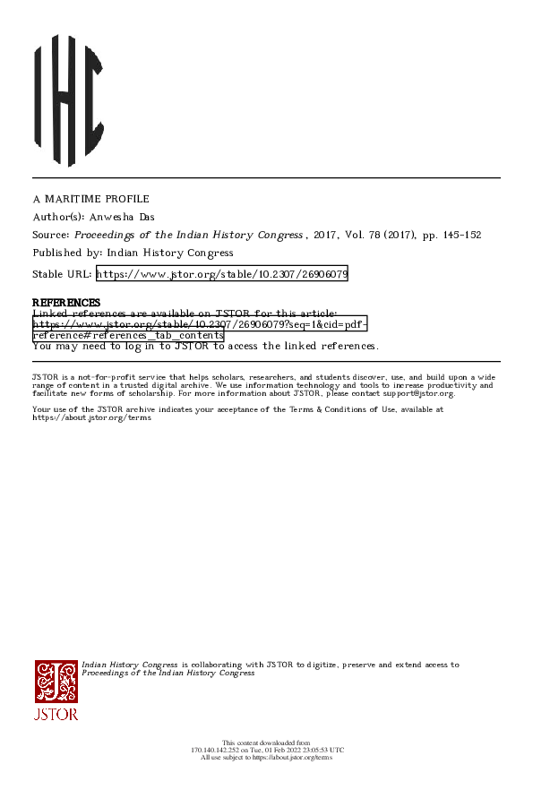 A Maritime Profile: The Western Coast and its Ports in the Latter Half ...