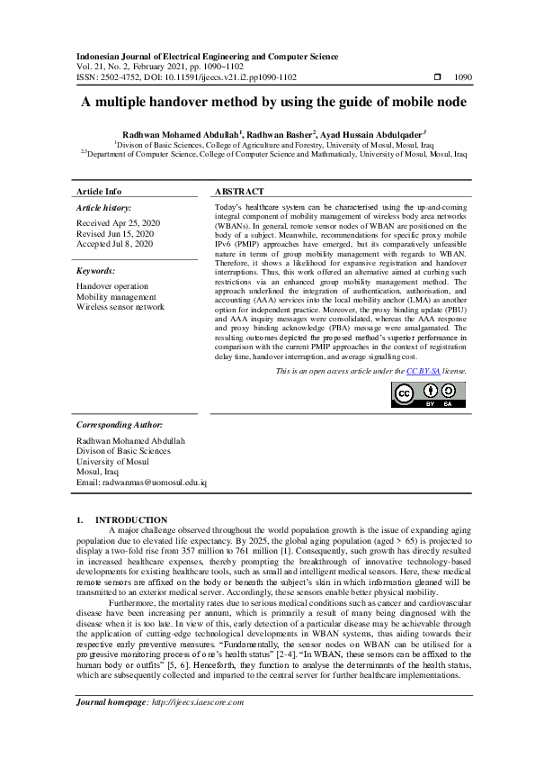 (PDF) A multiple handover method by using the guide of mobile node