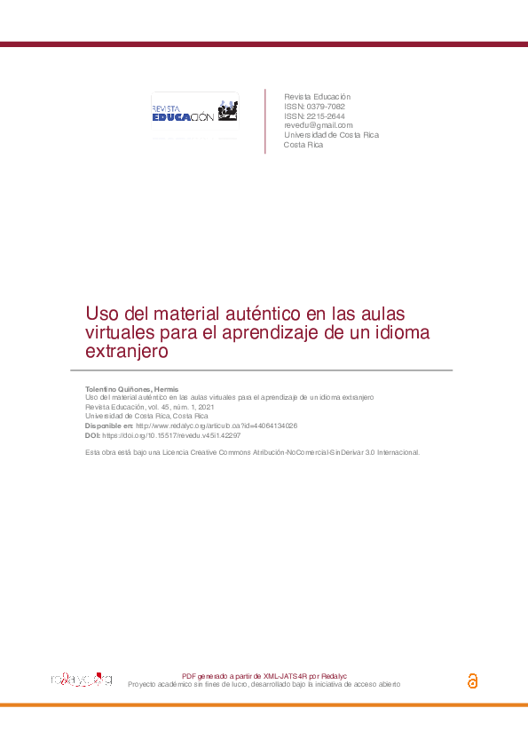 (PDF) Uso del material auténtico en las aulas virtuales para el aprendizaje de un idioma extranjero