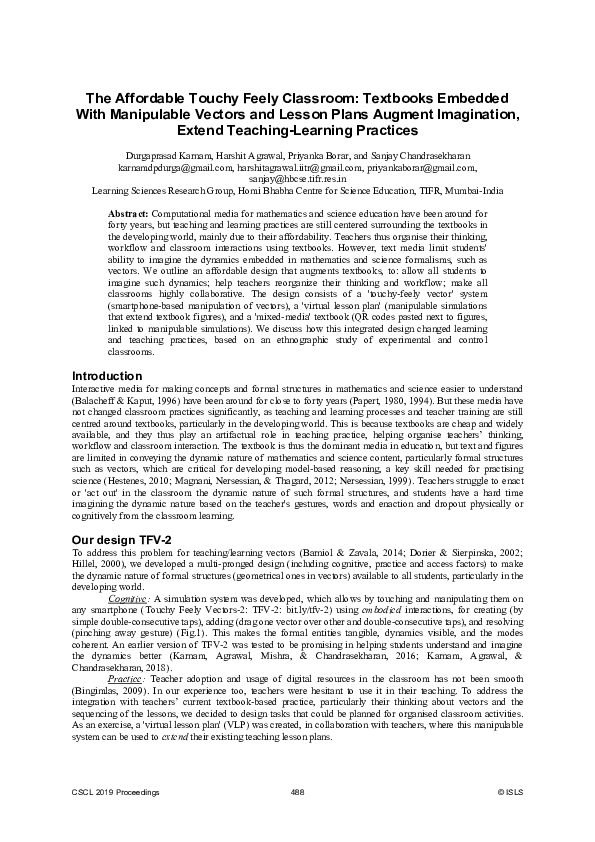 (PDF) The Affordable Touchy Feely Classroom: Textbooks Embedded with ...