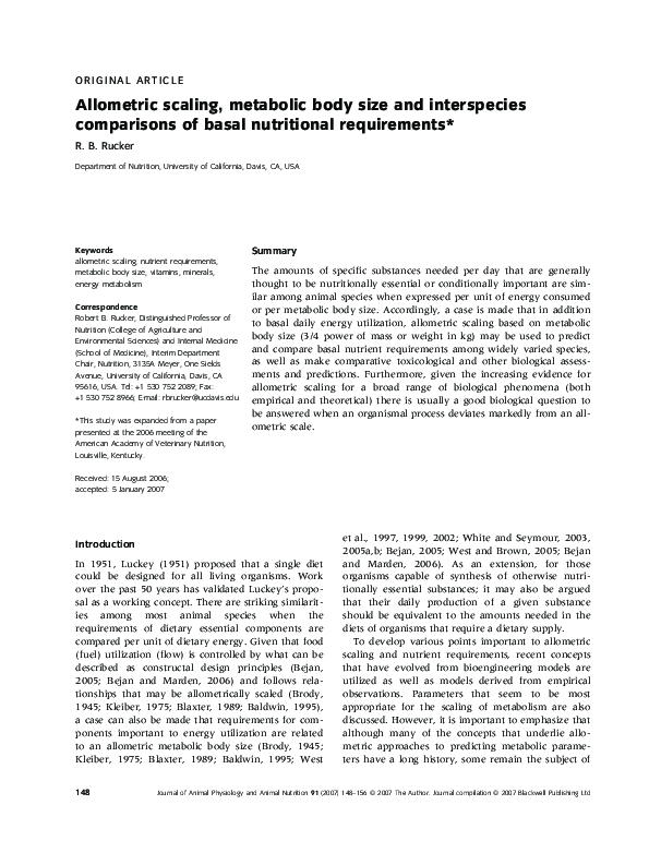 (PDF) Allometric scaling, metabolic body size and interspecies ...