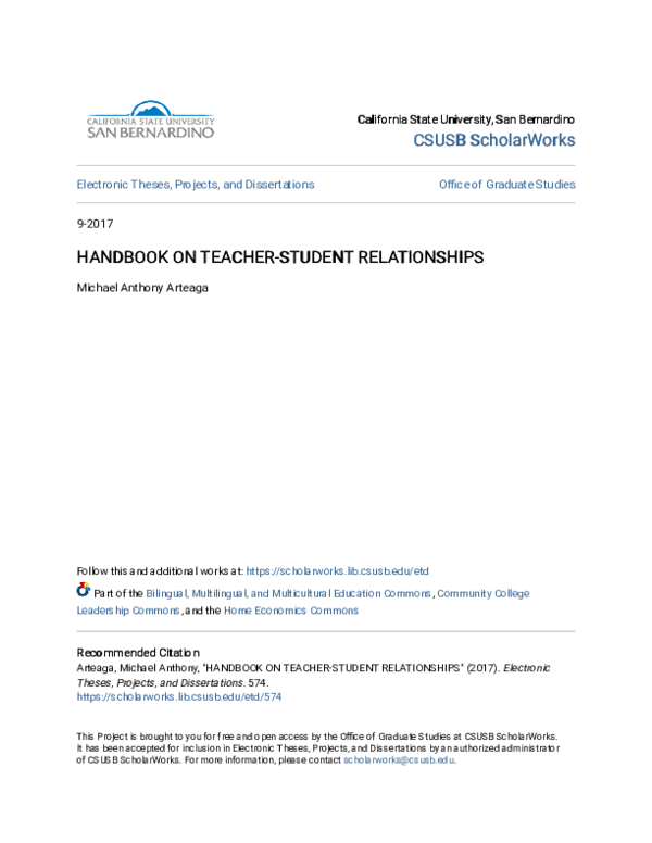(PDF) Handbook on Teacher-Student Relationships
