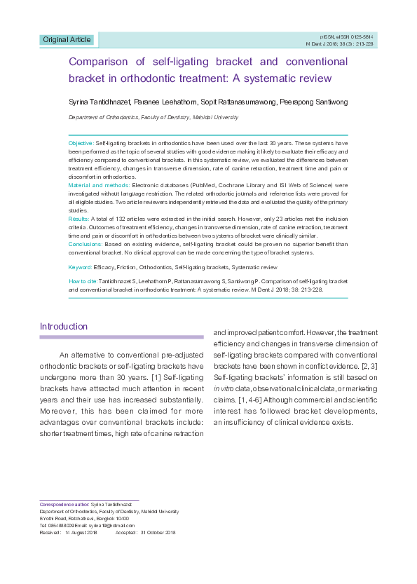 (PDF) Comparison of self-ligating bracket and conventional bracket in ...