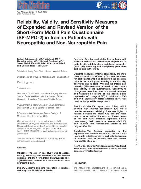 (PDF) Reliability, Validity, and Sensitivity Measures of Expanded and ...