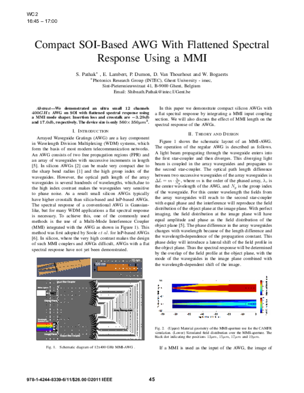 (PDF) Compact SOI-based AWG with flattened spectral response using a MMI | eaton lambert ...
