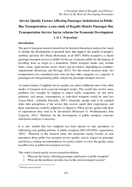 (PDF) Service Quality Factors Affecting Passenger Satisfaction in ...