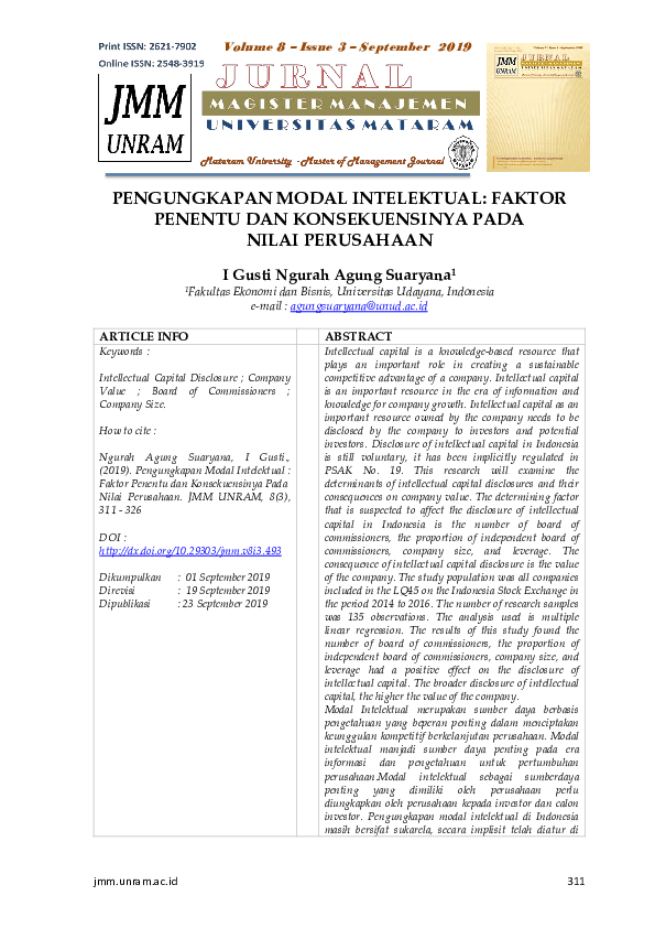 (PDF) Pengungkapan Modal Intelektual: Faktor Penentu Dan Konsekuensinya Pada Nilai Perusahaan ...