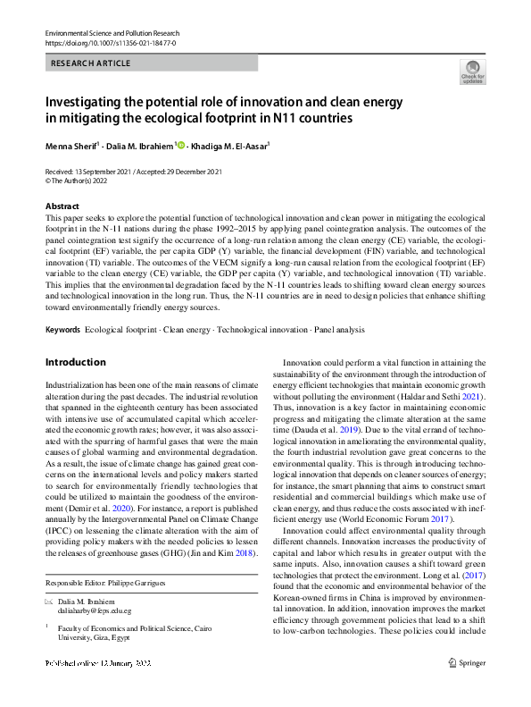 (PDF) Investigating the potential role of innovation and clean energy ...