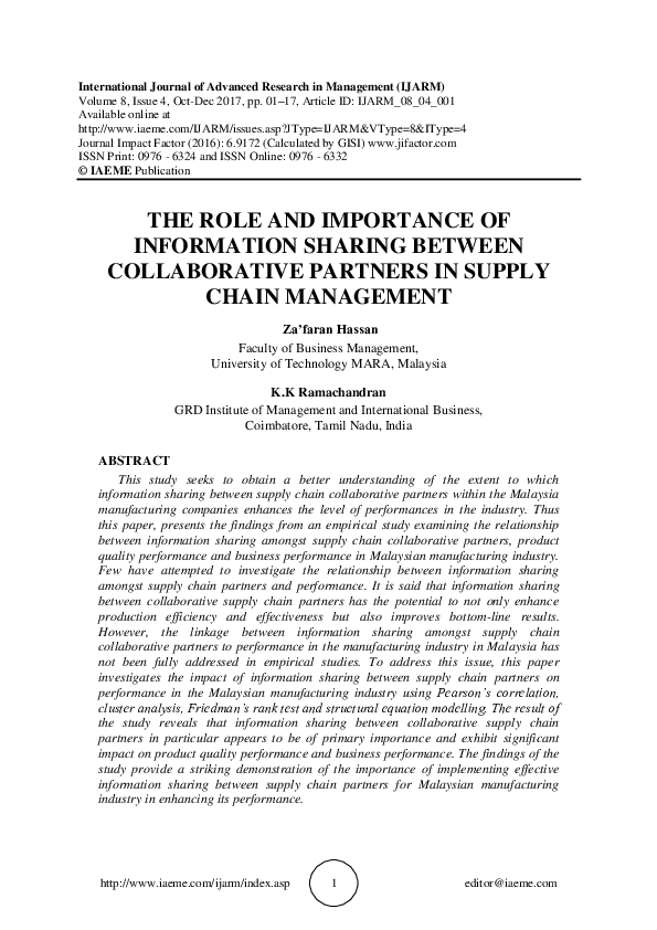 (PDF) THE ROLE AND IMPORTANCE OF INFORMATION SHARING BETWEEN ...