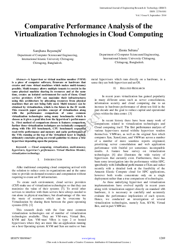 (PDF) Comparative Performance Analysis of the Virtualization ...