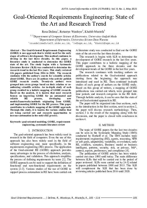 (PDF) Goal-Oriented Requirements Engineering: State of the Art and ...