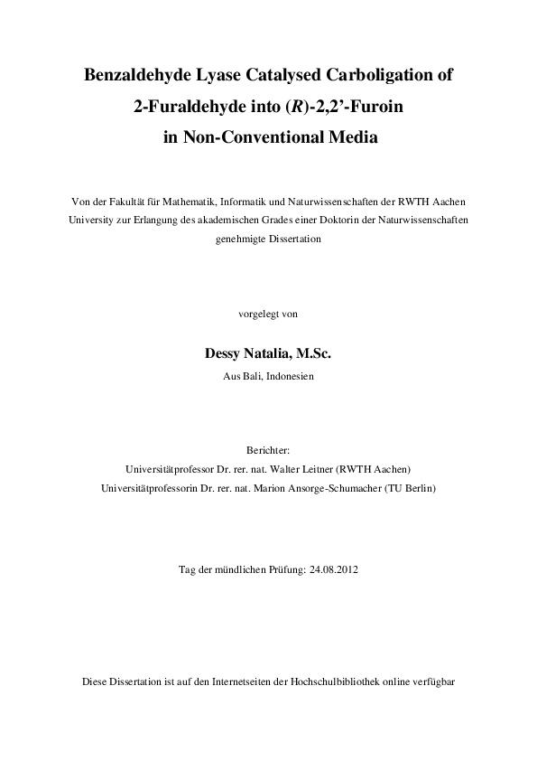 (PDF) Benzaldehyde lyase catalysed carboligation of 2-furaldehyde into ...