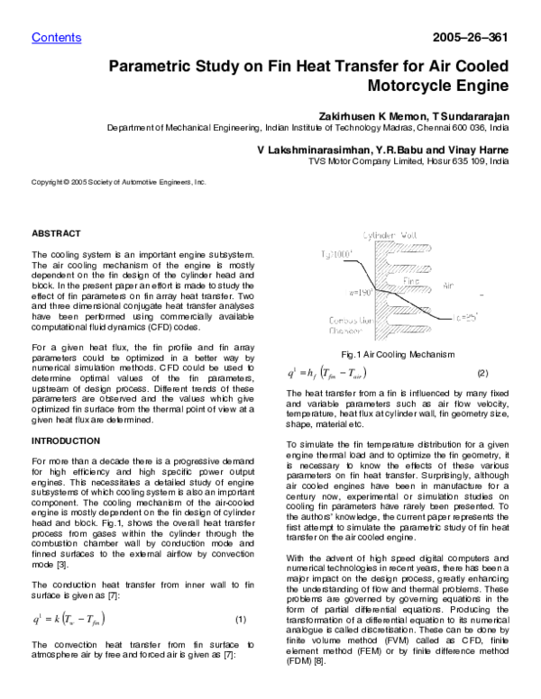 (PDF) Parametric Study on Fin Heat Transfer for Air Cooled Motorcycle ...