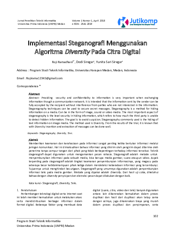 (PDF) Implementasi Steganografi Menggunakan Algoritma Diversity Pada ...