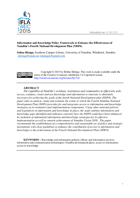 (PDF) Information and Knowledge Policy Framework to Enhance the ...