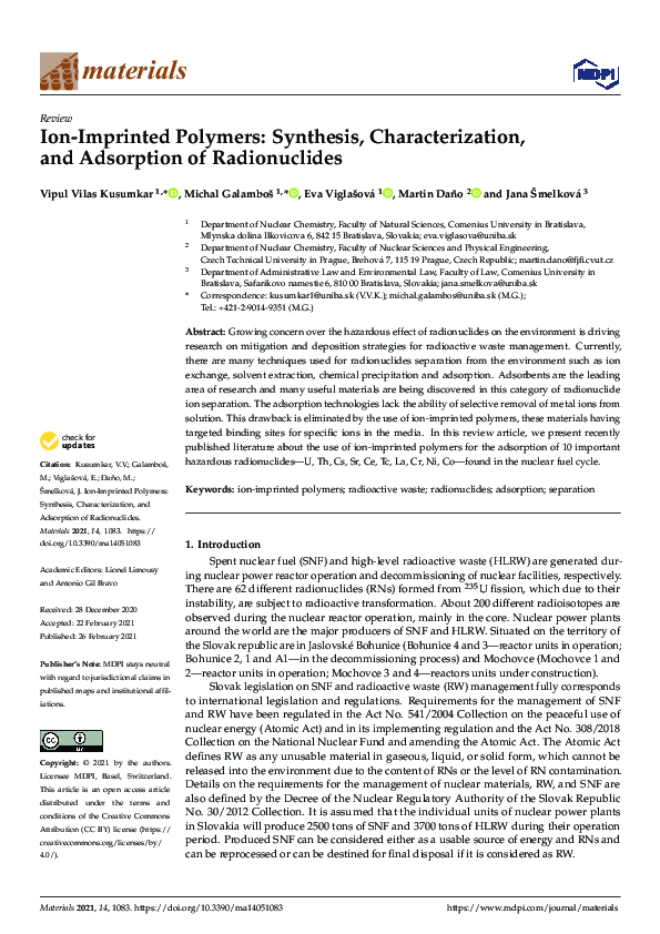 (PDF) Ion-Imprinted Polymers: Synthesis, Characterization, and ...