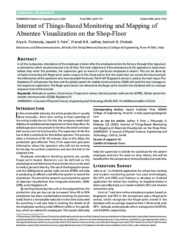 (PDF) Internet of Things-Based Monitoring and Mapping of Absentee ...