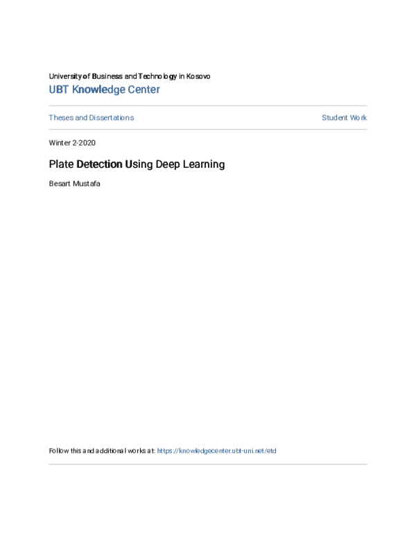 (PDF) Plate Detection Using Deep Learning