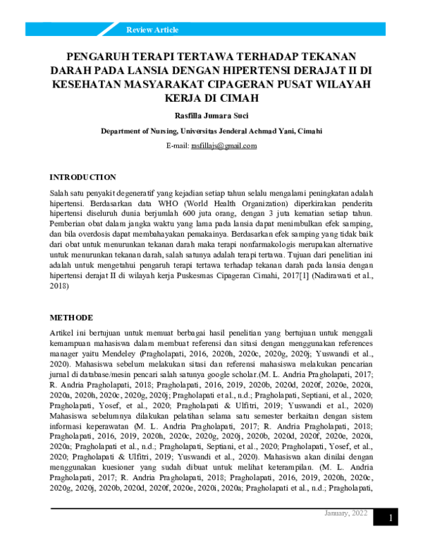 (DOC) PENGARUH TERAPI TERTAWA TERHADAP TEKANAN DARAH PADA LANSIA DENGAN ...