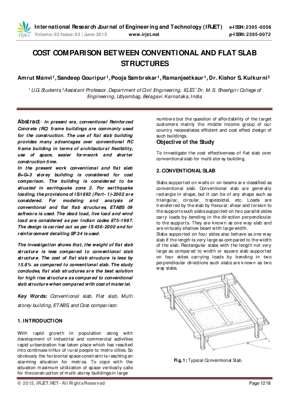 (PDF) Cost Comparison Between Conventional and Flat Slab Structures
