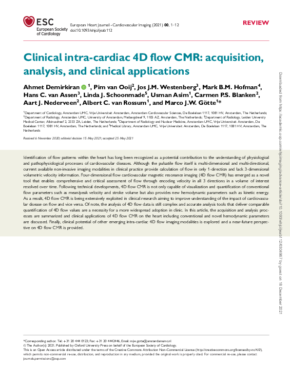 (PDF) Clinical intra-cardiac 4D flow CMR: acquisition, analysis, and ...
