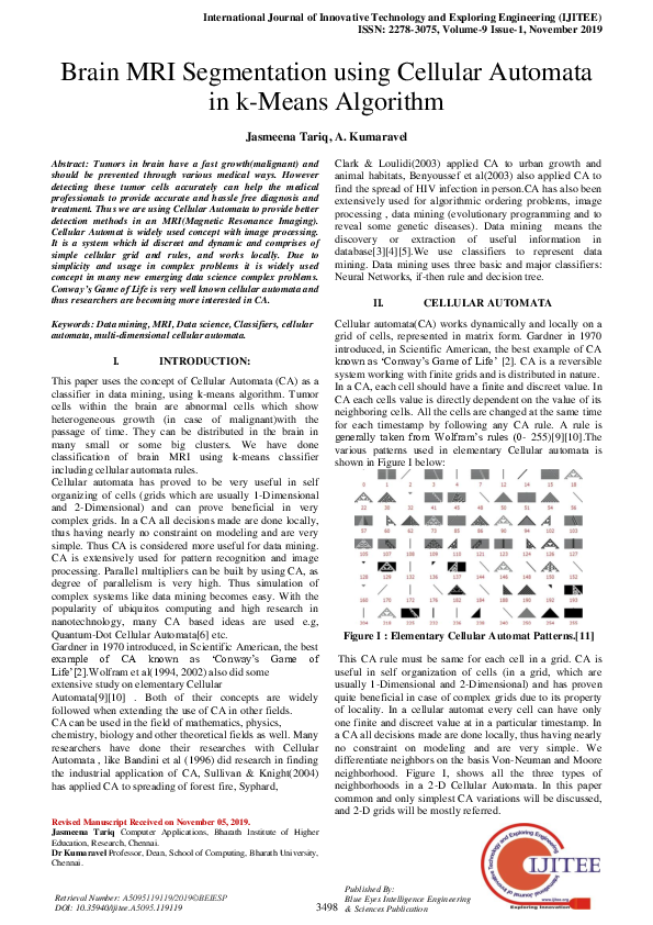Pdf Brain Mri Segmentation Using Cellular Automata In K Means Algorithm