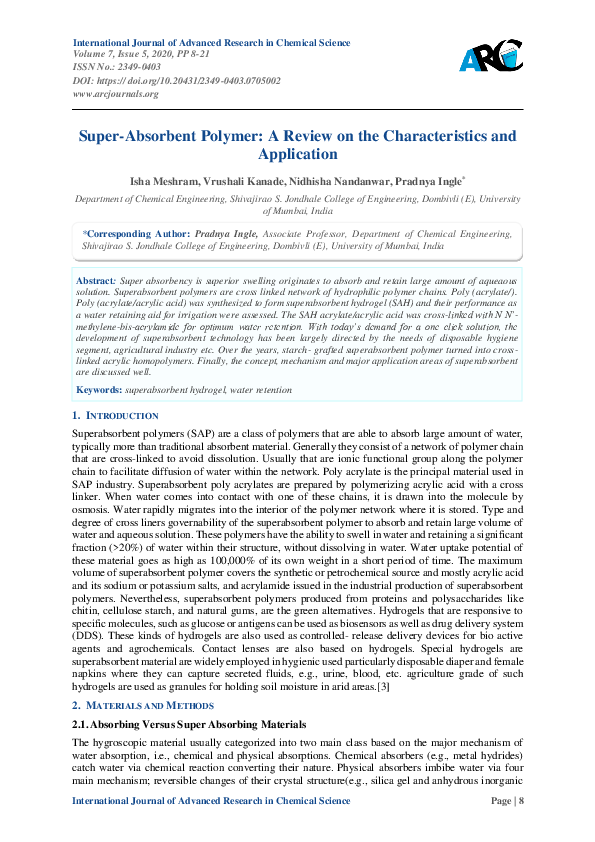 (PDF) Super-Absorbent Polymer: A Review on the Characteristics and ...