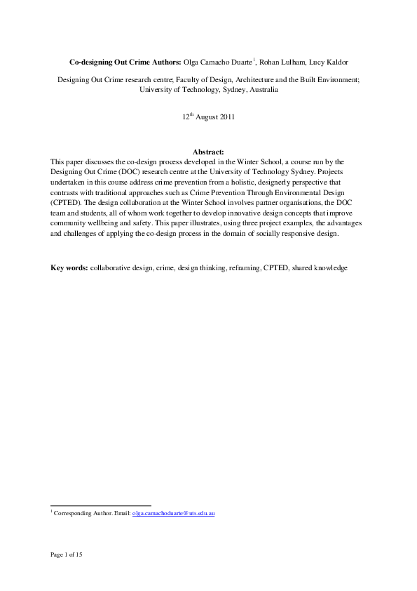 (PDF) Co-designing out crime