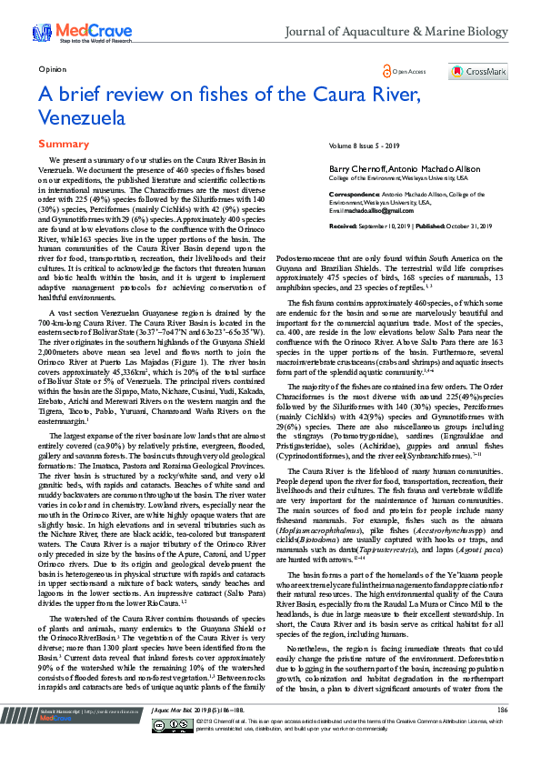 (PDF) A brief review on fishes of the Caura River, Venezuela