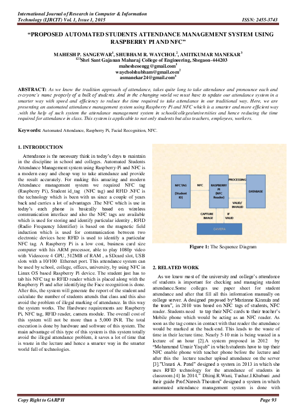 (PDF) “Proposed Automated Students Attendance Management System Using